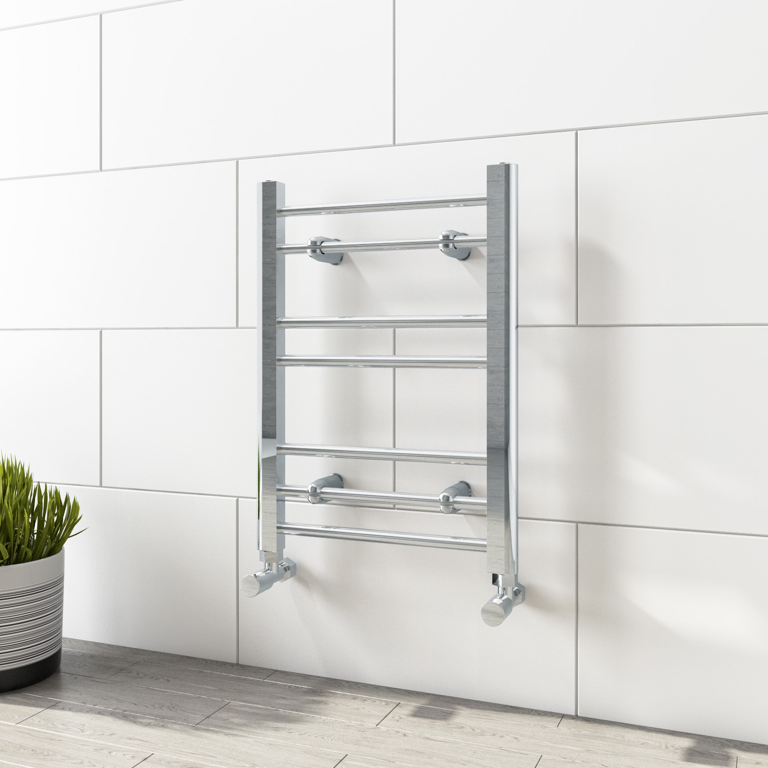 Chrome Heated Towel Rail Radiator 600 x 400mm - Sahara - Better Bathrooms