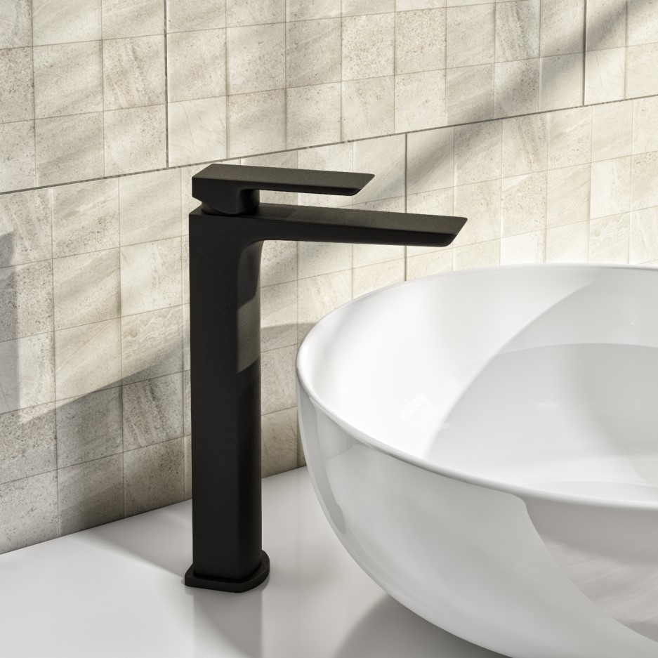 Matt Black Mono High Rise Basin Mixer Tap - Better Bathrooms