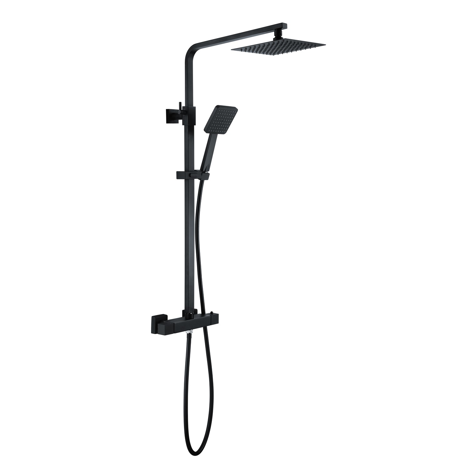 Black Square Thermostatic Mixer Shower Set with Exposed Valve - Zana ...