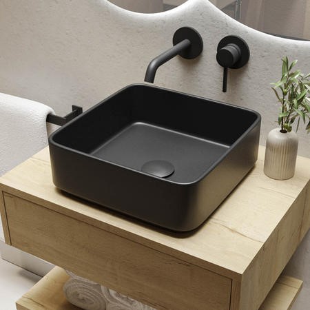 Black Square Countertop Basin 360mm - Augusta - Better Bathrooms