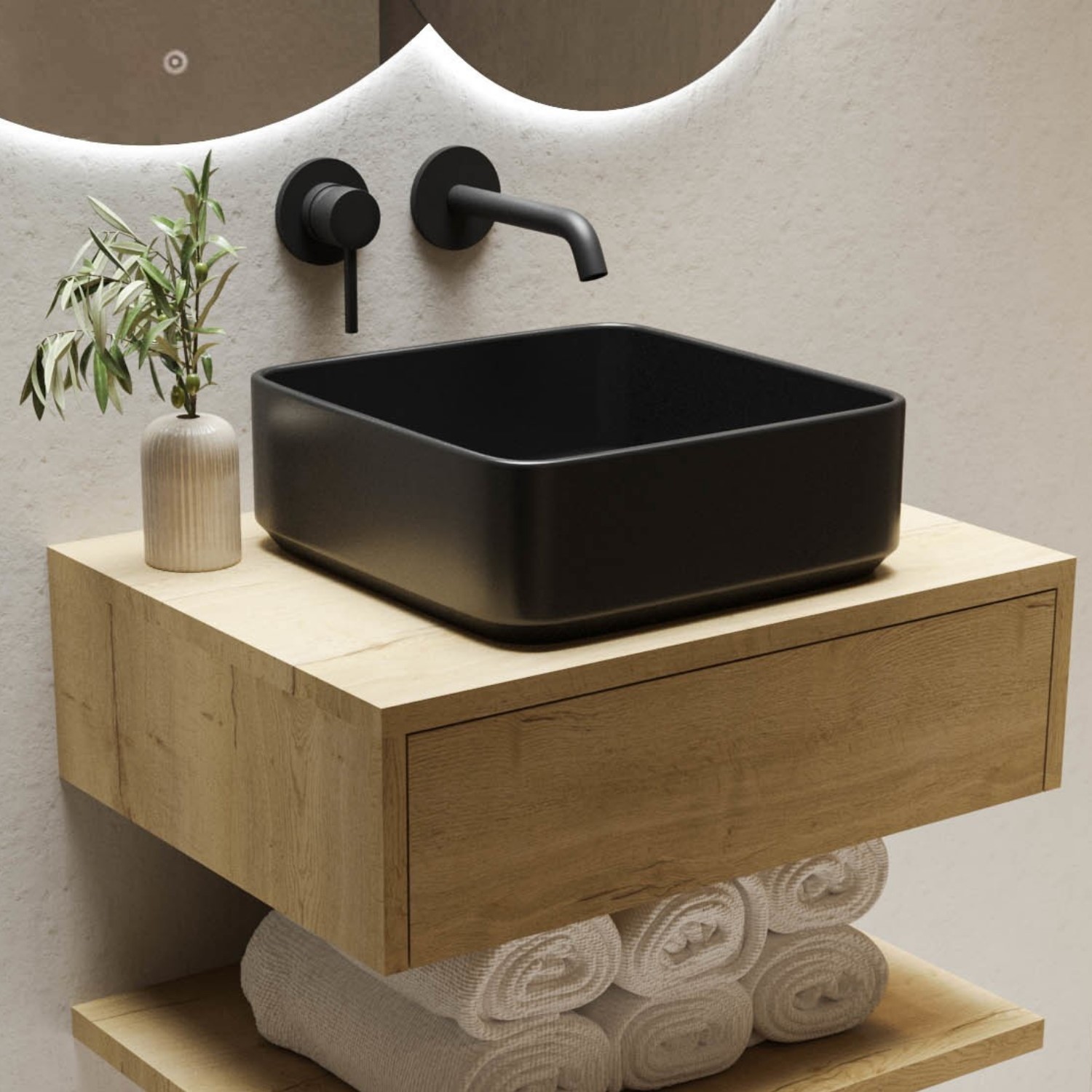 Black Square Countertop Basin 360mm - Augusta - Better Bathrooms