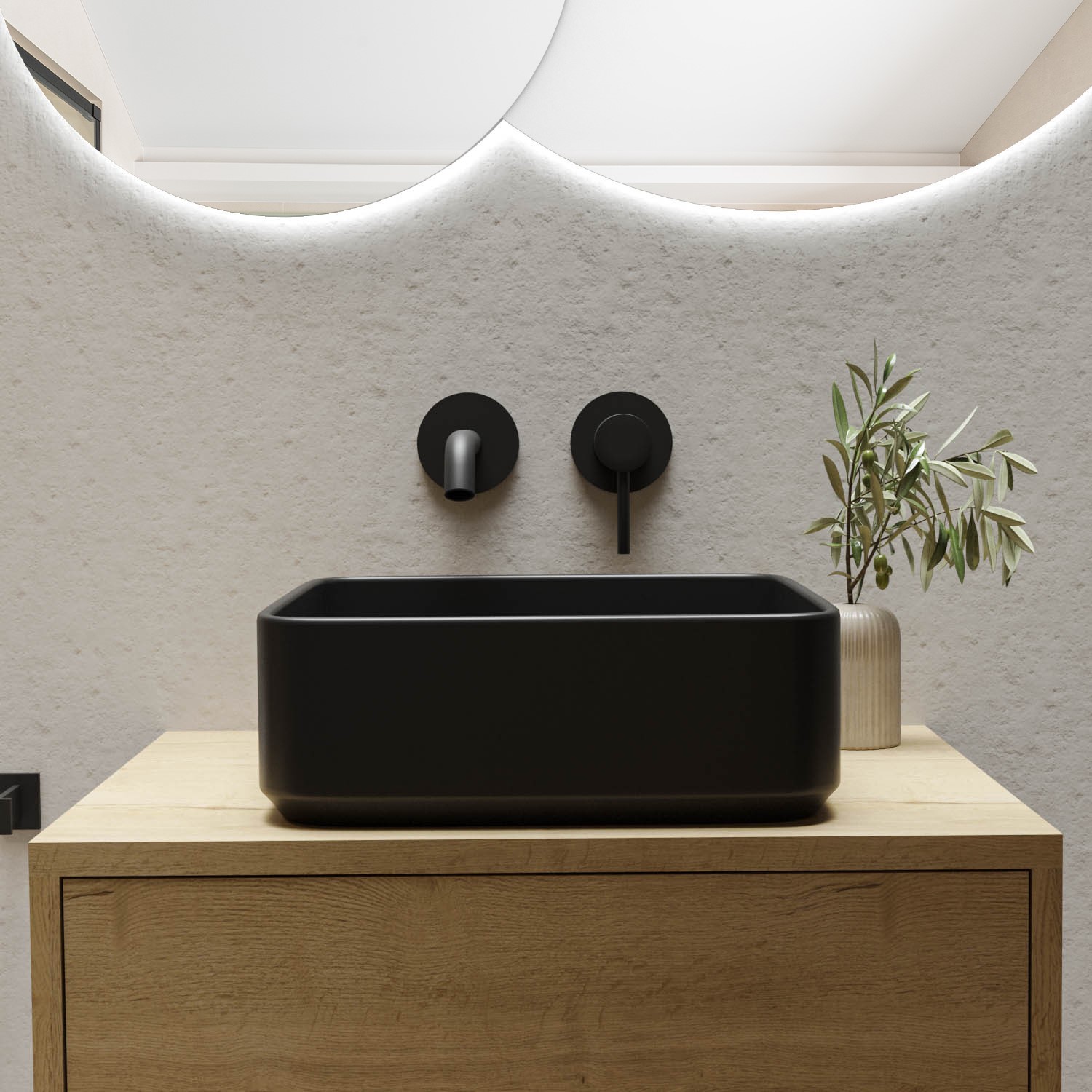 Black Square Countertop Basin 360mm - Augusta - Better Bathrooms