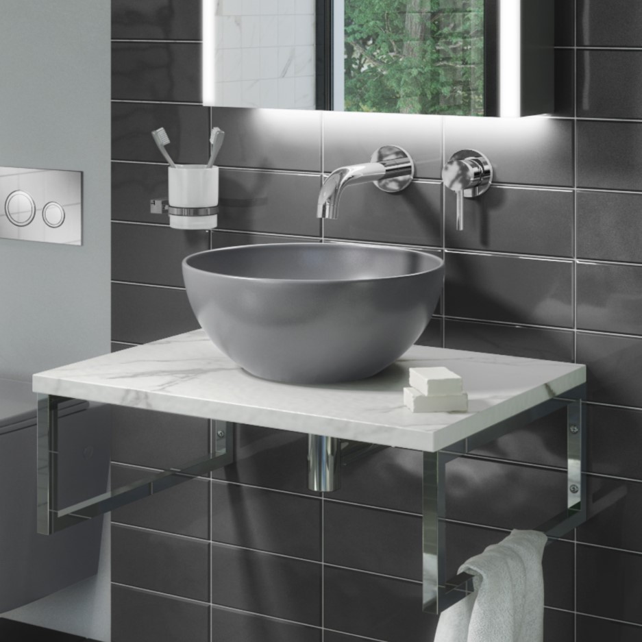 Matt Grey Round 358mm Countertop Basin - Verona - Better Bathrooms