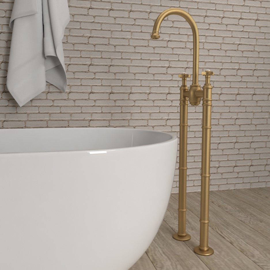 Camden Floor-standing bath filler - Brushed Brass - Better Bathrooms