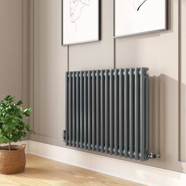 Anthracite Horizontal 2 Column Traditional Radiator 600 x 830mm - Nambi ...