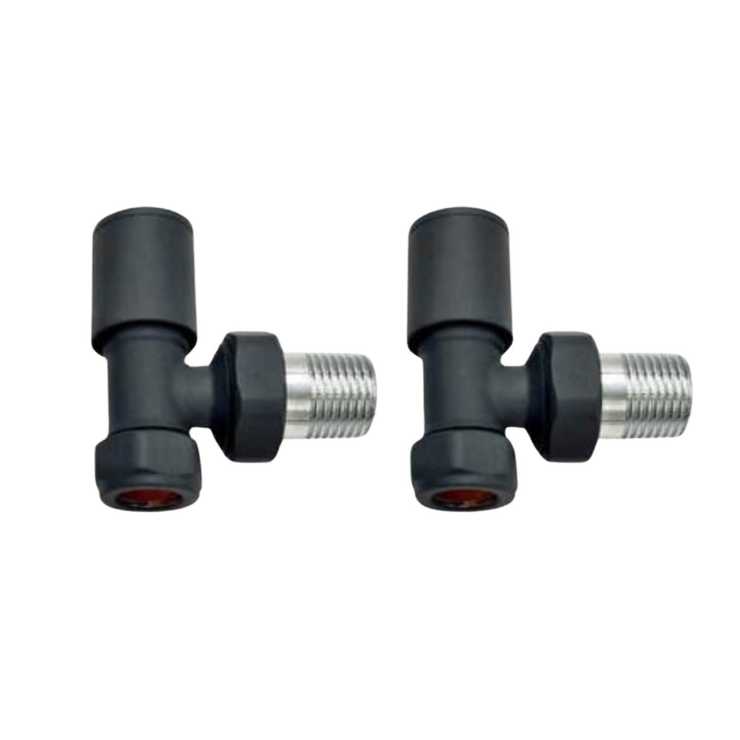 Anthracite Round Angled Radiator Valves - For Pipework Which Comes From ...