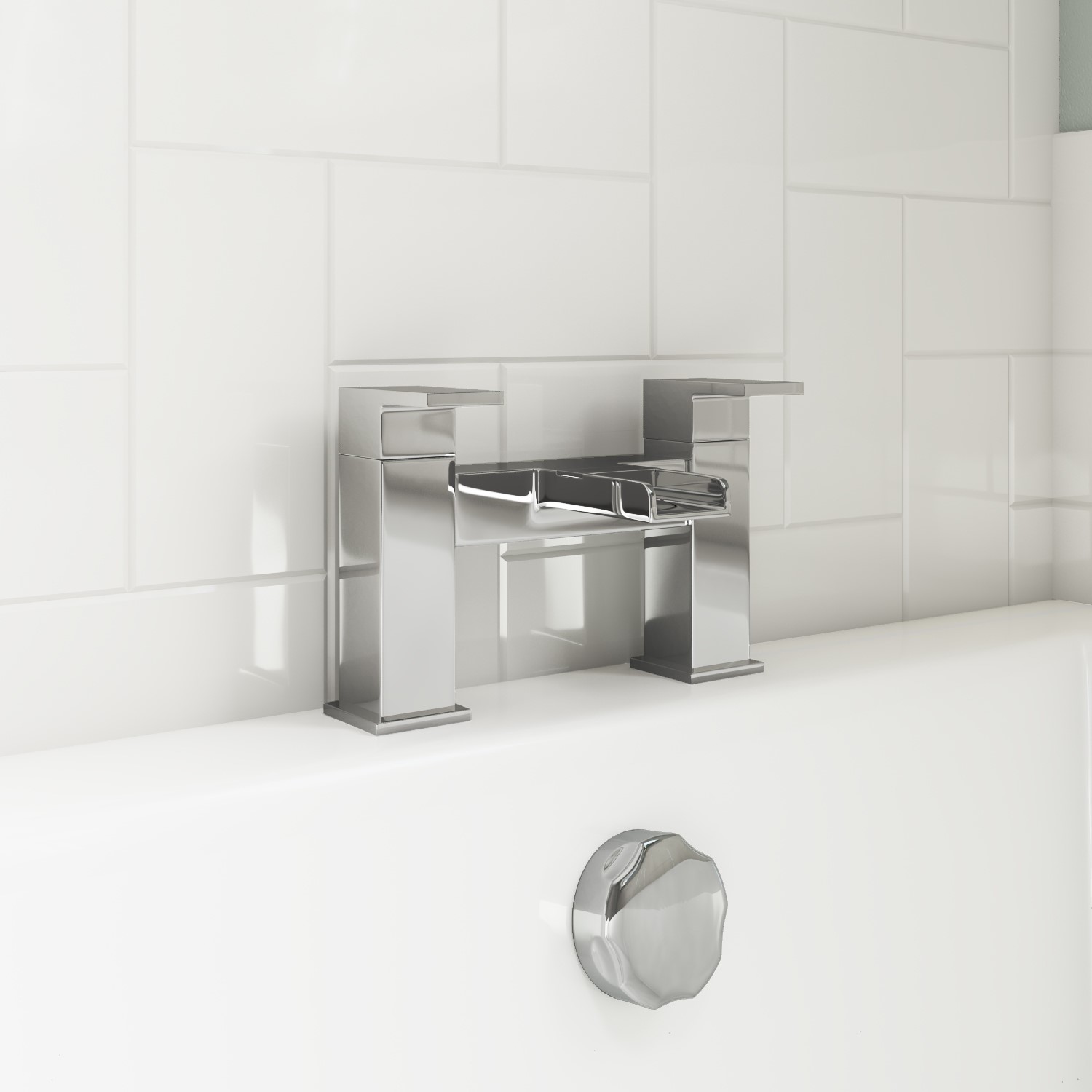 Chrome Waterfall Bath Mixer Tap - Quadra - Better Bathrooms