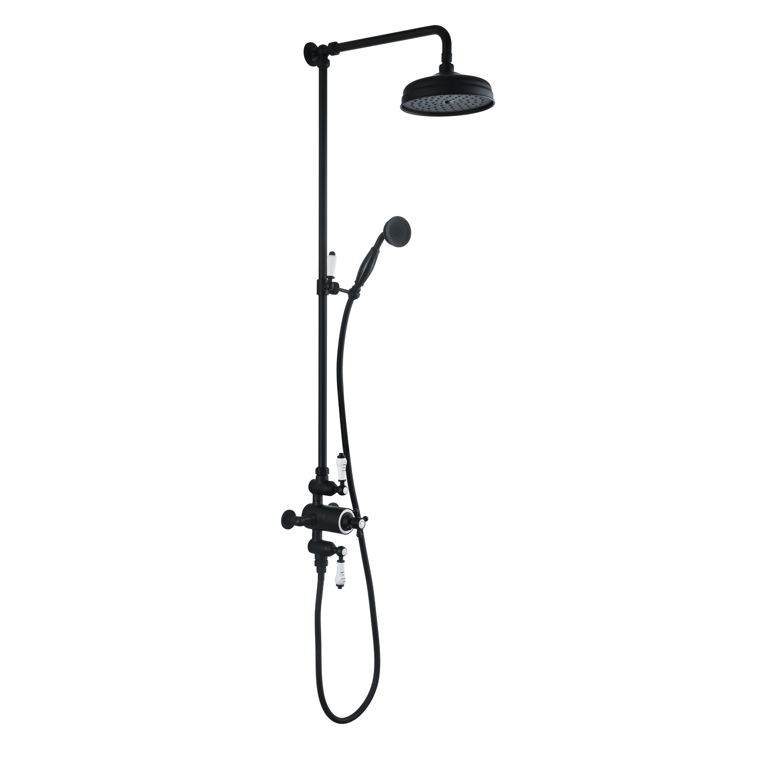 Black Traditional Thermostatic Mixer Shower with Round Overhead ...