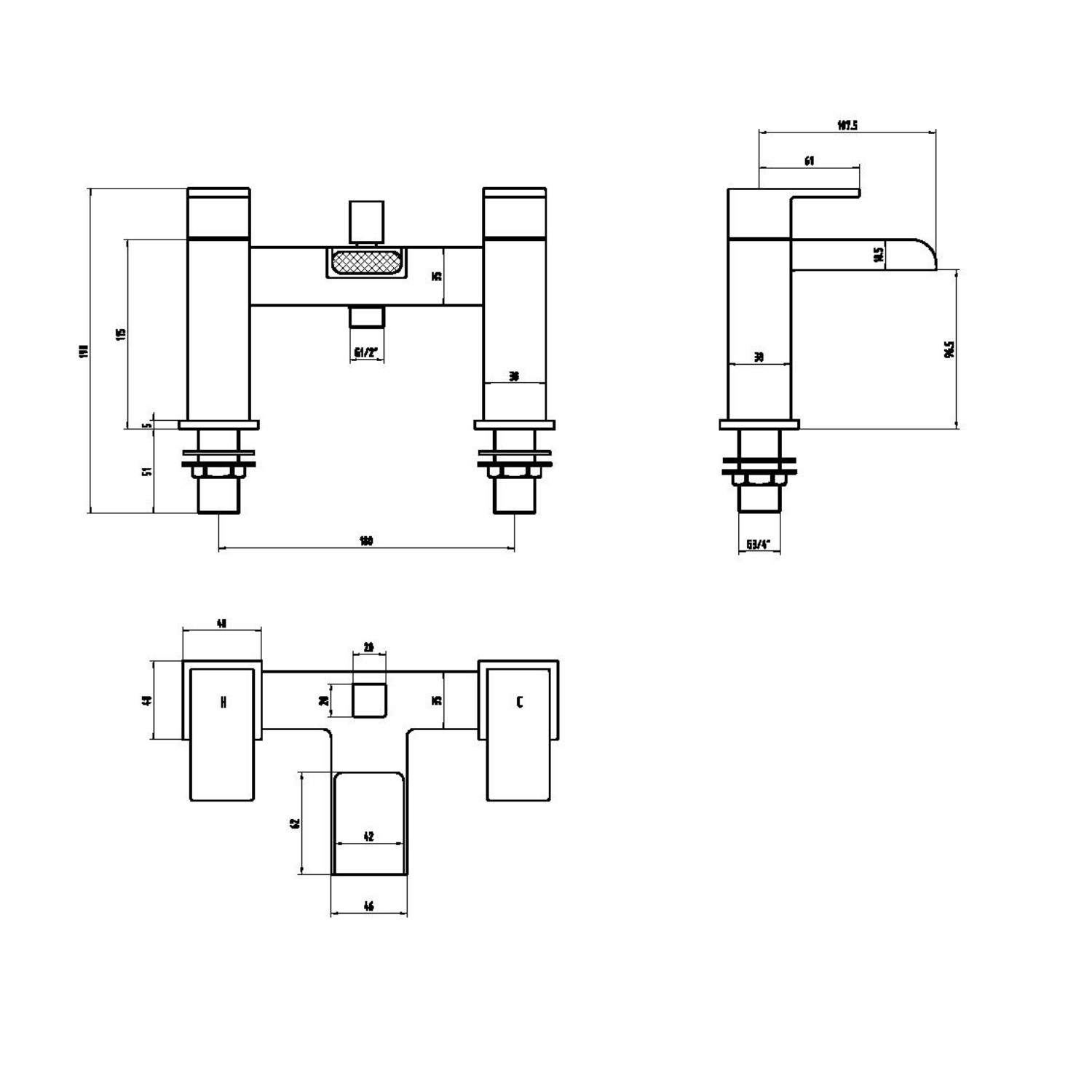 Quadra Bath Shower Mixer Tap - Better Bathrooms