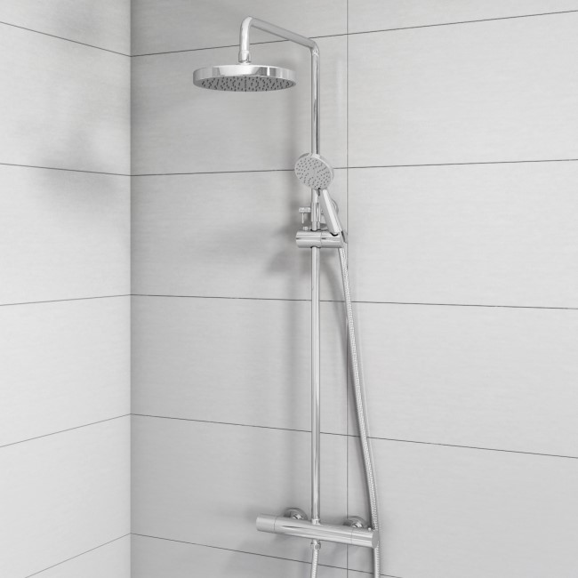 Thermostatic Mixer Bar Shower with Round Overhead & Handset - Koto ...