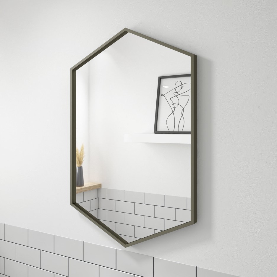 Hexa Gun Metal Bathroom Mirror - 500 x 750mm - Better Bathrooms