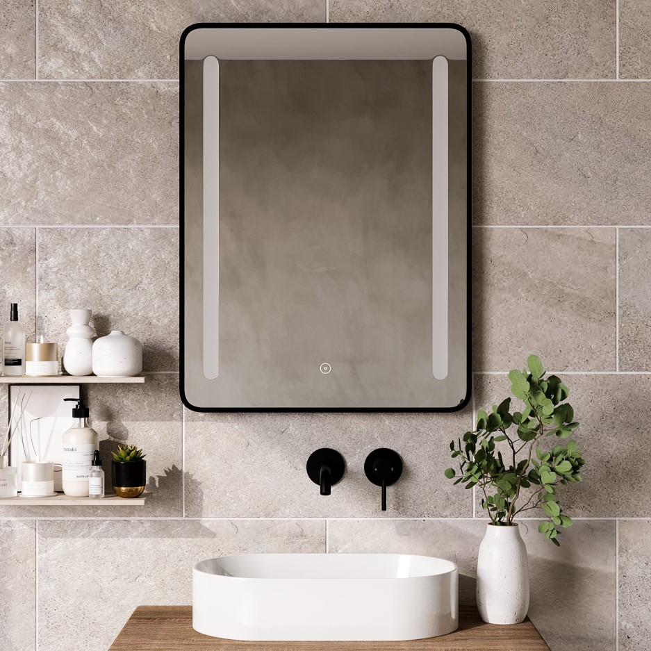 Black LED Bathroom Mirror with Demister - 600 x 800mm - Lepus - Better ...