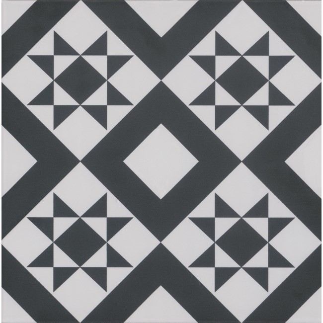 Black Modern Patterned Floor Tile 330 x 330mm - Mayfair - Better Bathrooms