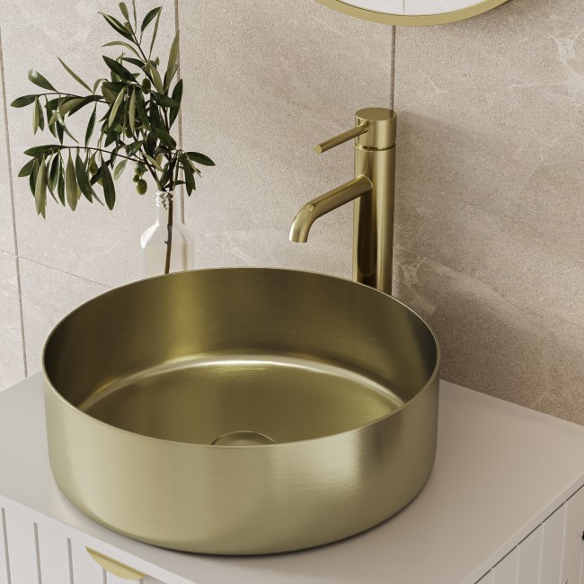 Stainless Steel Brass Round Countertop Basin 400mm - Zorah - Better ...