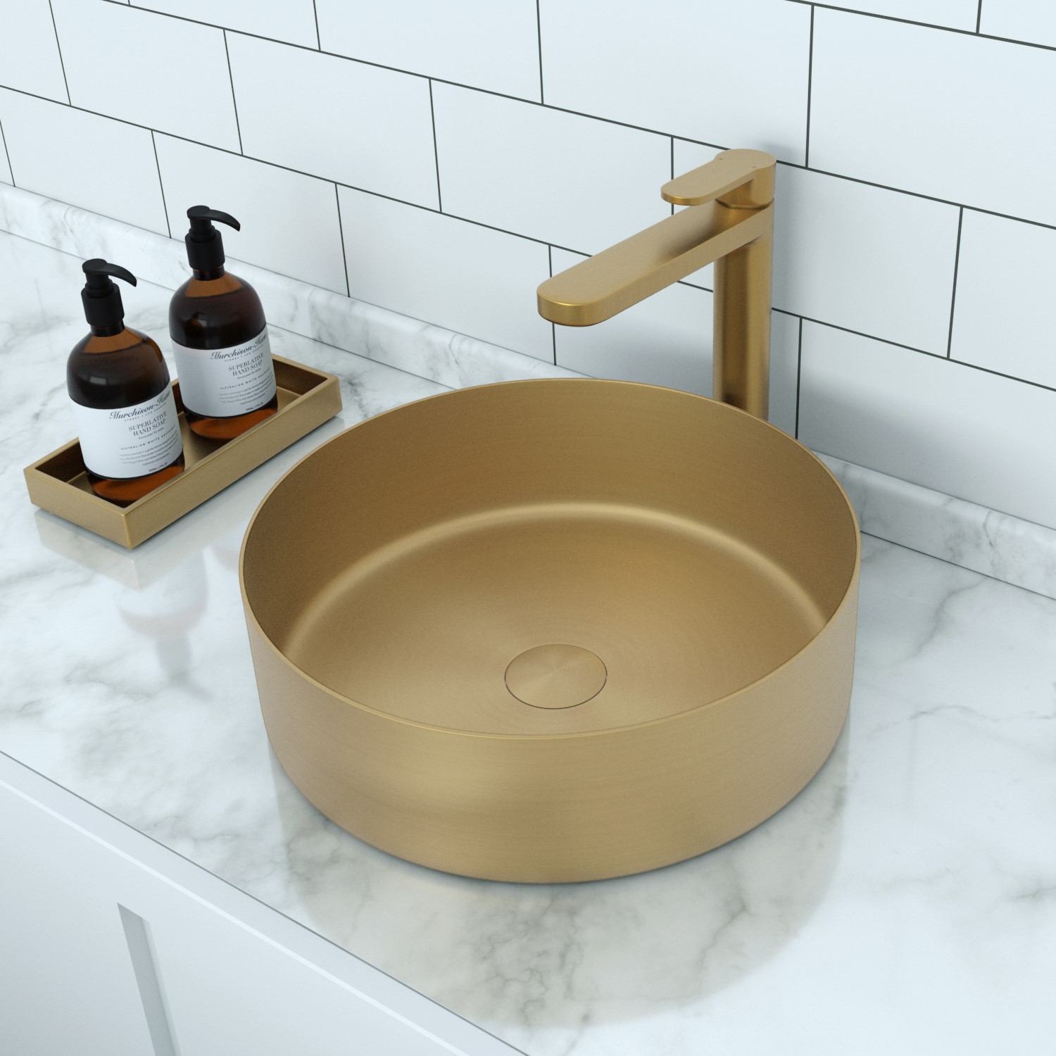Stainless Steel Brass Round Countertop Basin 400mm - Zorah - Better ...