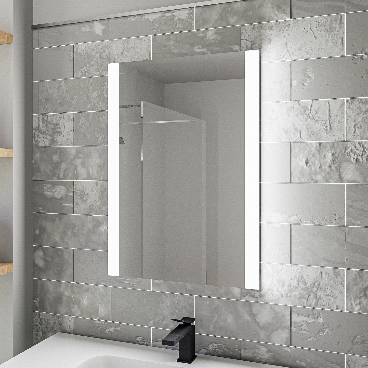 GRADE A1 - Rectangular LED Bathroom Mirror with Demister & Shaver Socket 500x700mm -Pegasus ...