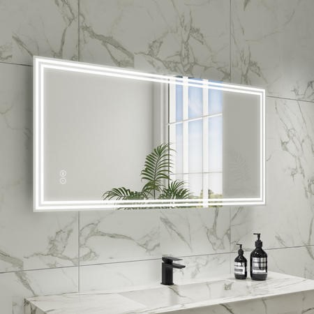 Rectangular Heated Bathroom Mirror with Lights & Wireless Speaker ...