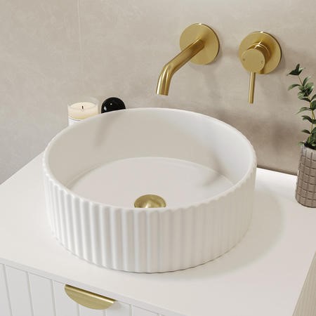 Round Small Countertop Basin Fluted 360mm - Oregon - Better Bathrooms