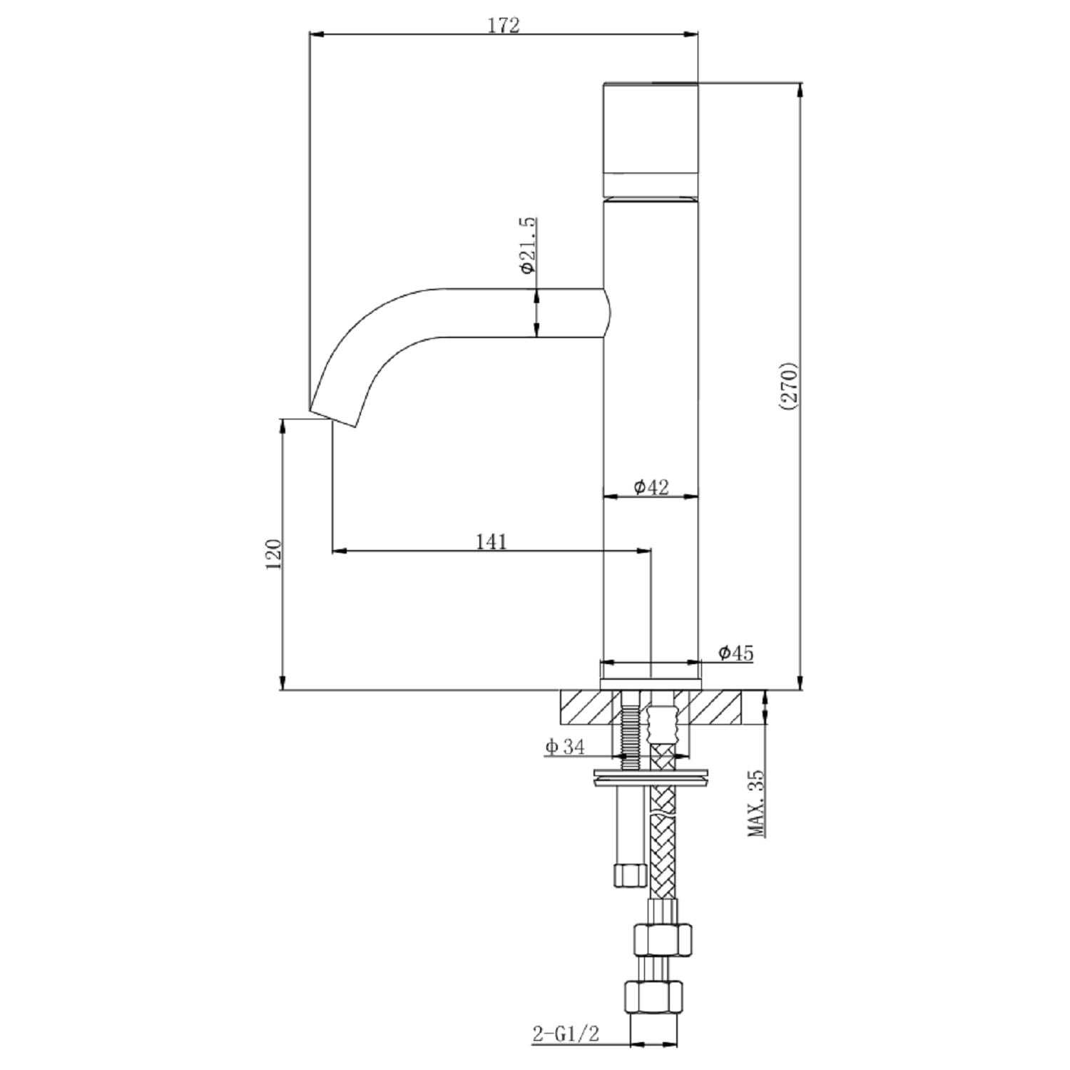 Brushed Chrome Mono Basin Mixer Tap with Marble Handle - Lorano ...