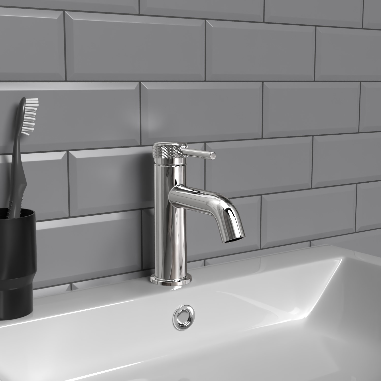 GRADE A1 - Chrome Mono Basin Mixer Tap - Axel - Better Bathrooms
