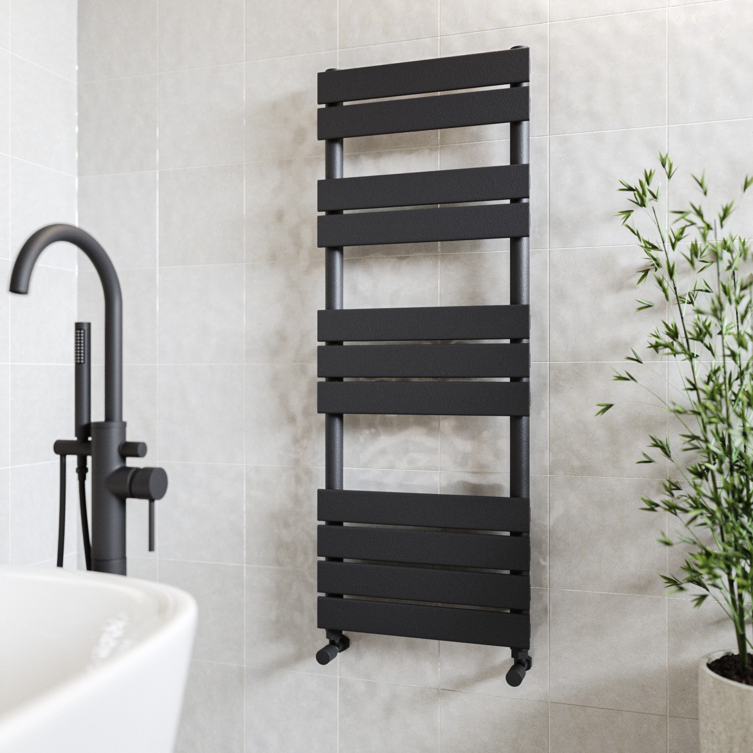 Black Towel Radiator 1200 x 450mm - Tundra - Better Bathrooms