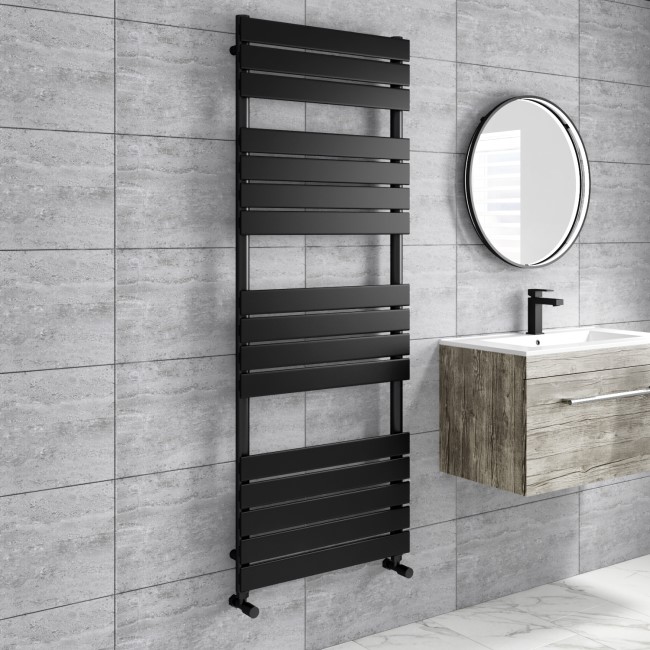 GRADE A2 - Black Heated Towel Rail Radiator 1600 x 600mm - Tundra ...