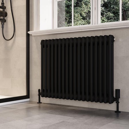 Black Horizontal 2 Column Traditional Radiator 600 x 830mm - Nambi ...
