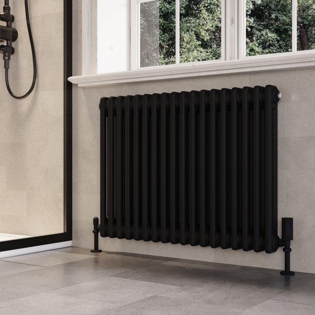 Black Horizontal 2 Column Traditional Radiator 600 x 830mm - Nambi ...
