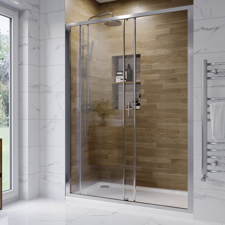 1400mm Chrome Sliding Shower Door 6mm Glass - Carina - Better Bathrooms
