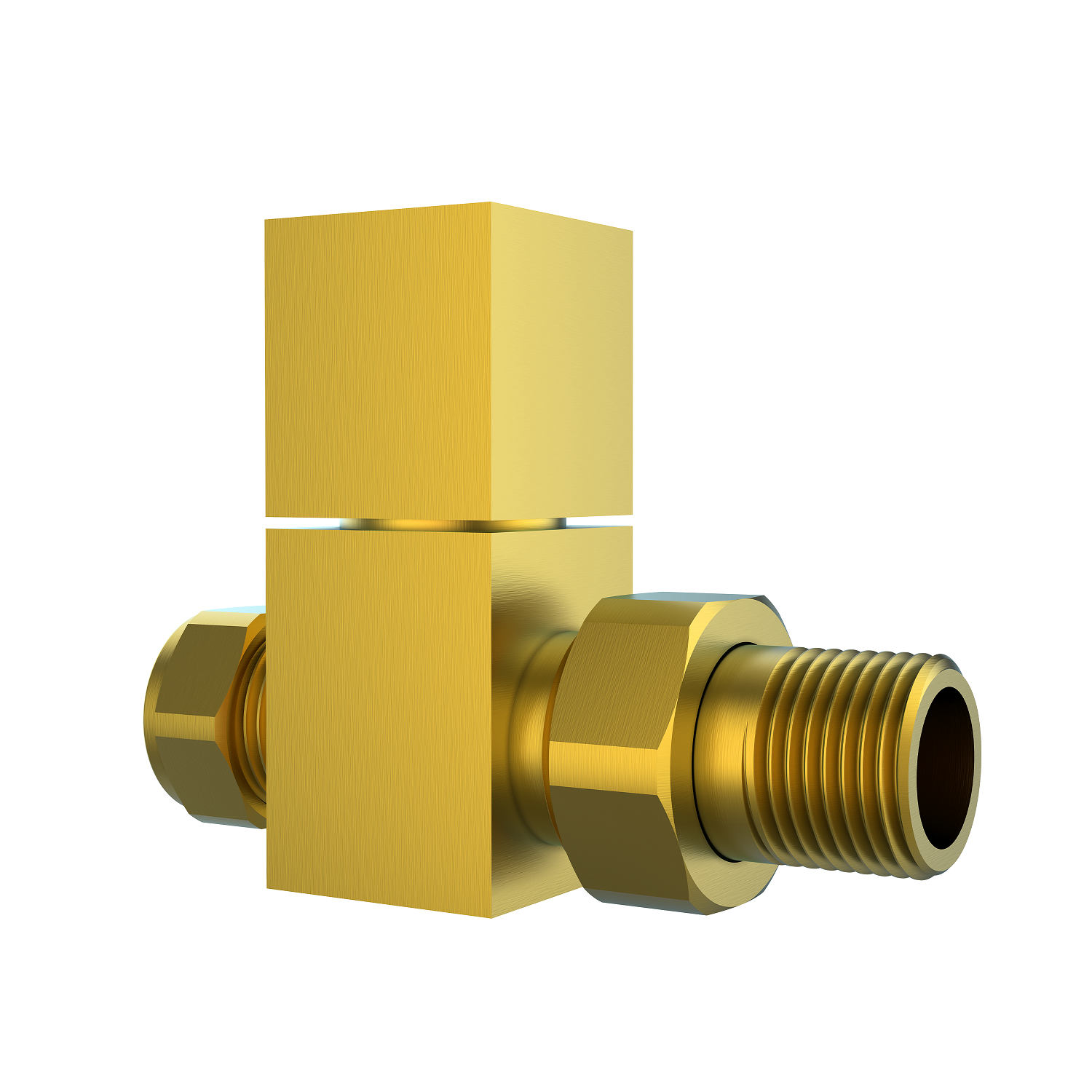 Brushed Brass Square Straight Radiator Valves - For Pipework Which ...