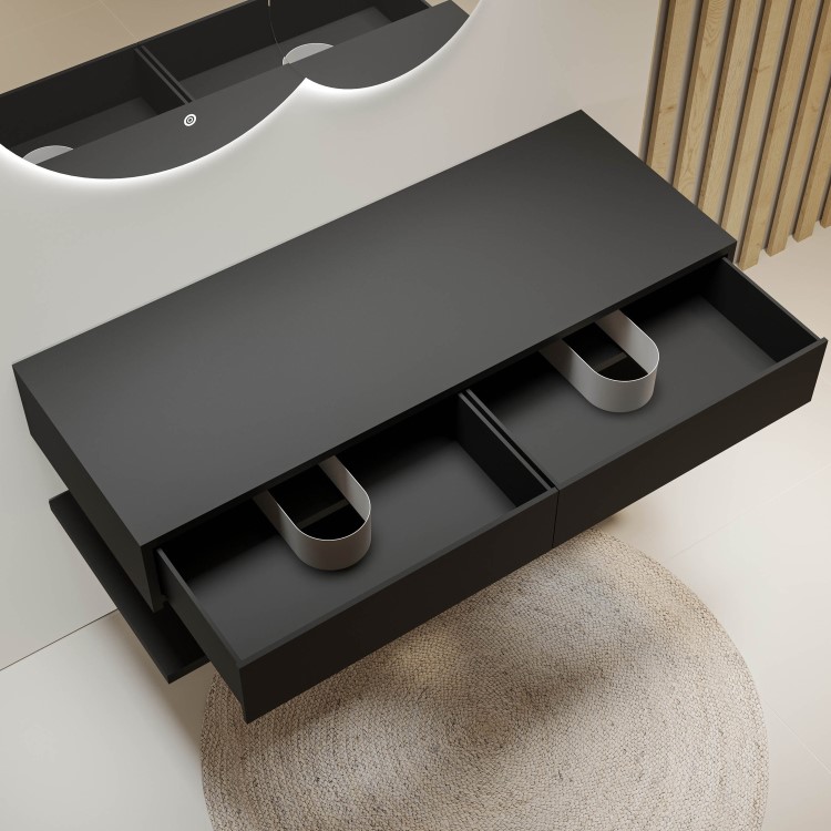 1200mm Black Wall Hung Countertop Shelves - Lugo - Better Bathrooms
