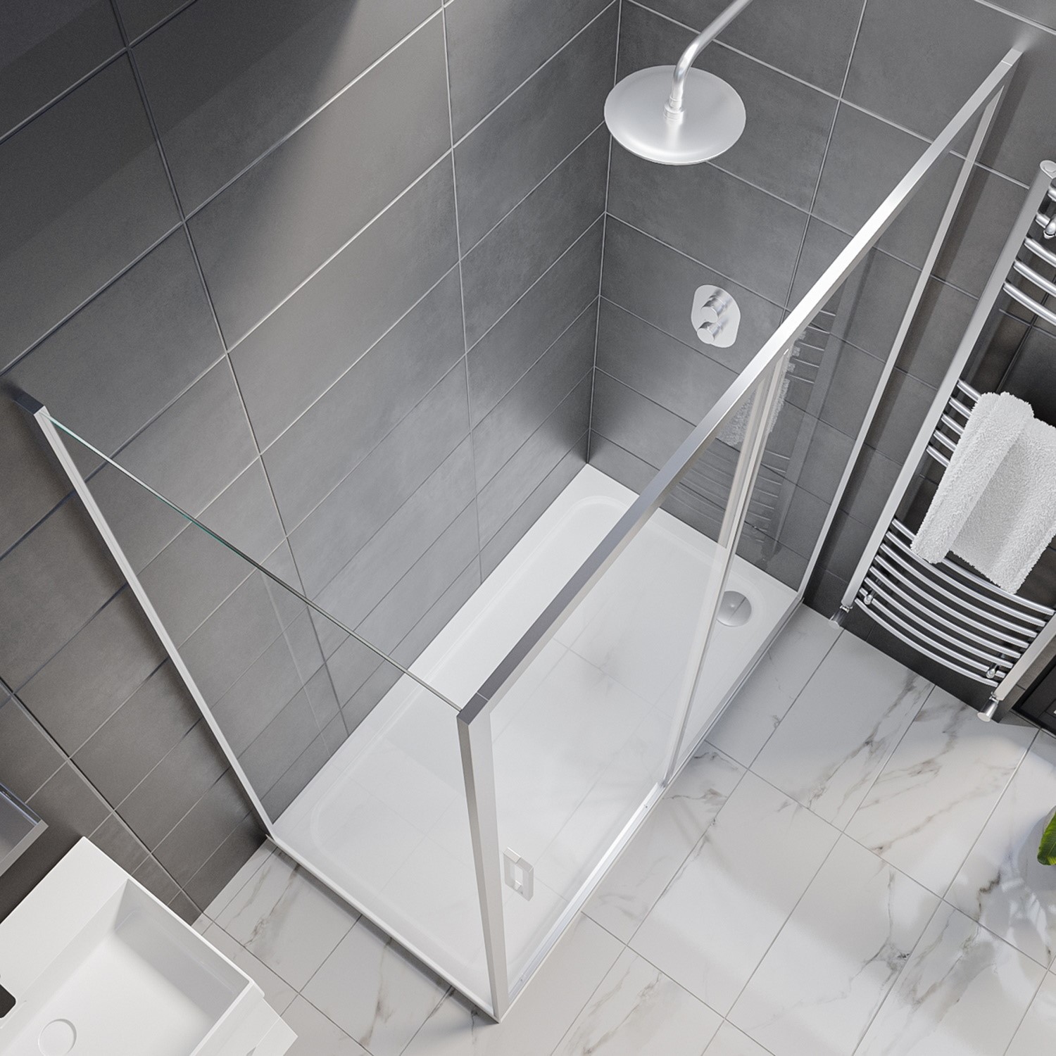 1400x700mm Stone Resin Rectangular Shower Tray - Pearl - Better Bathrooms