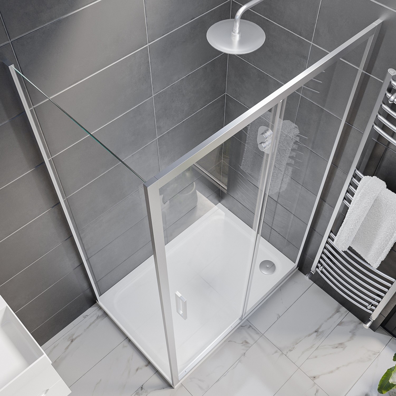 1300x800mm Rectangular Stone Resin Shower Tray - Pearl - Better Bathrooms