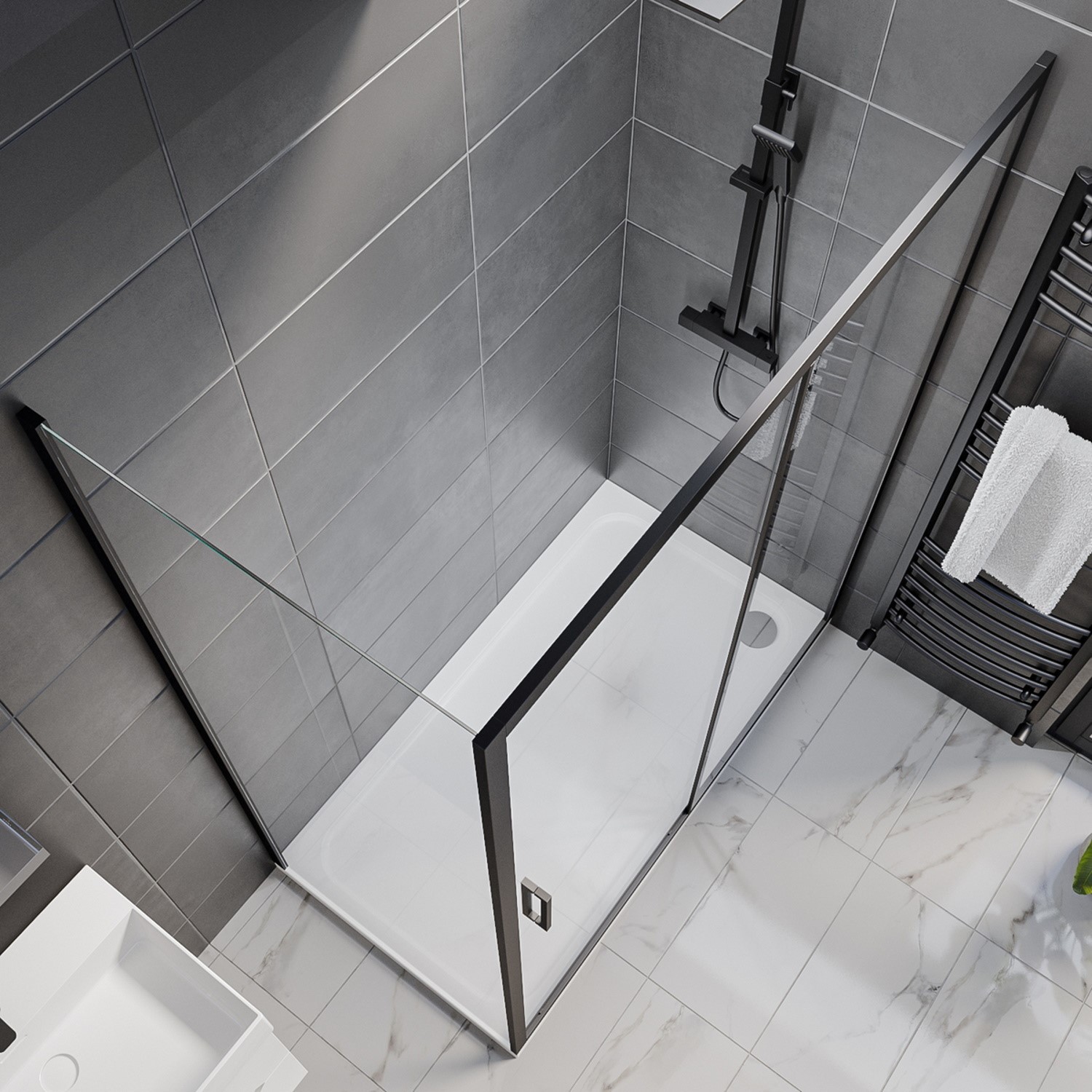 1400x800mm Stone Resin Rectangular Shower Tray - Pearl - Better Bathrooms