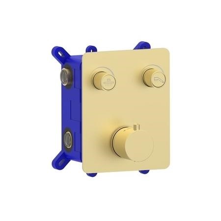 Brass 2 Outlet Concealed Thermostatic Shower Valve with 2 Function Push ...