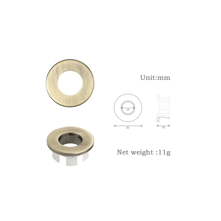 Brushed Brass Round Basin Overflow Cover - Ashford - Better Bathrooms