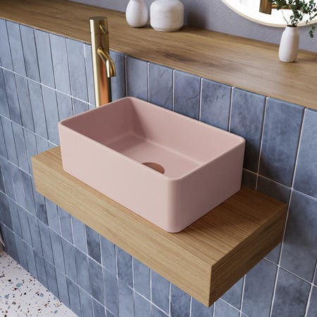 Matt Pink Rectangular Countertop Basin - Vida - Better Bathrooms