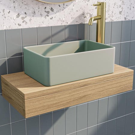 GRADE A1 - Matt Green Countertop Basin - Vida - Better Bathrooms