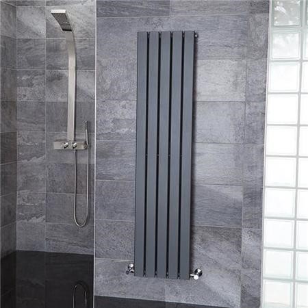 Vega 1600 x 375mm Single Flat Panel Anthracite Vertical Radiator ...