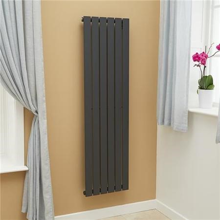 Vega 1600 x 450mm Single Flat Panel Anthracite Vertical Radiator ...
