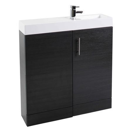Black Free Standing Bathroom Right Hand Vanity Unit & Basin - W800mm ...