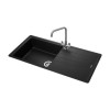 Single Bowl Inset Black Granite Kitchen Sink with Reversible Drainer ...