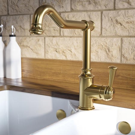 ONLY OPENED - Traditional French Single Lever Brushed Brass Monobloc ...