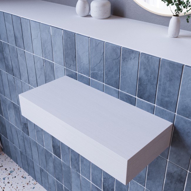 GRADE A1 - 560mm Matt White Wall Hung Floating Basin Shelf - Evora ...