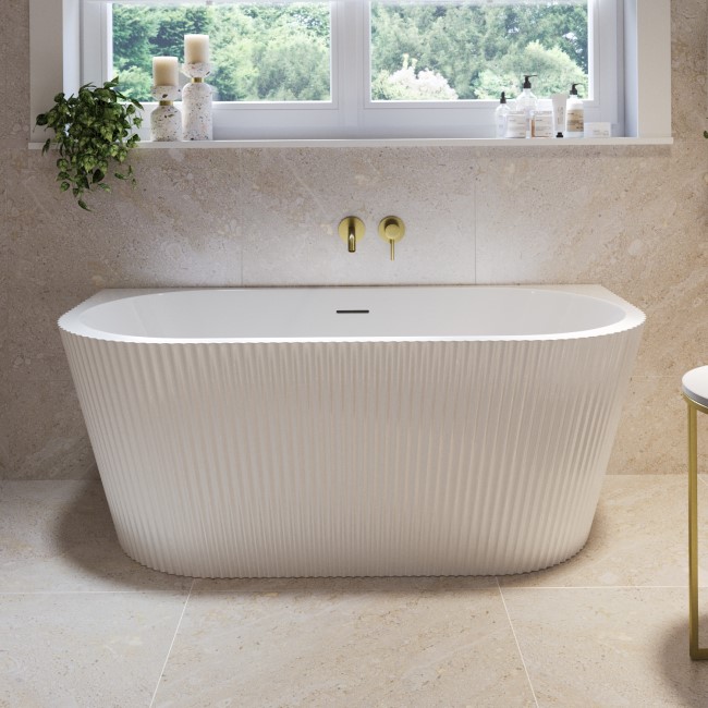 Freestanding Double Ended Back To Wall Fluted Bath 1485 x 745mm - Gable - Better Bathrooms