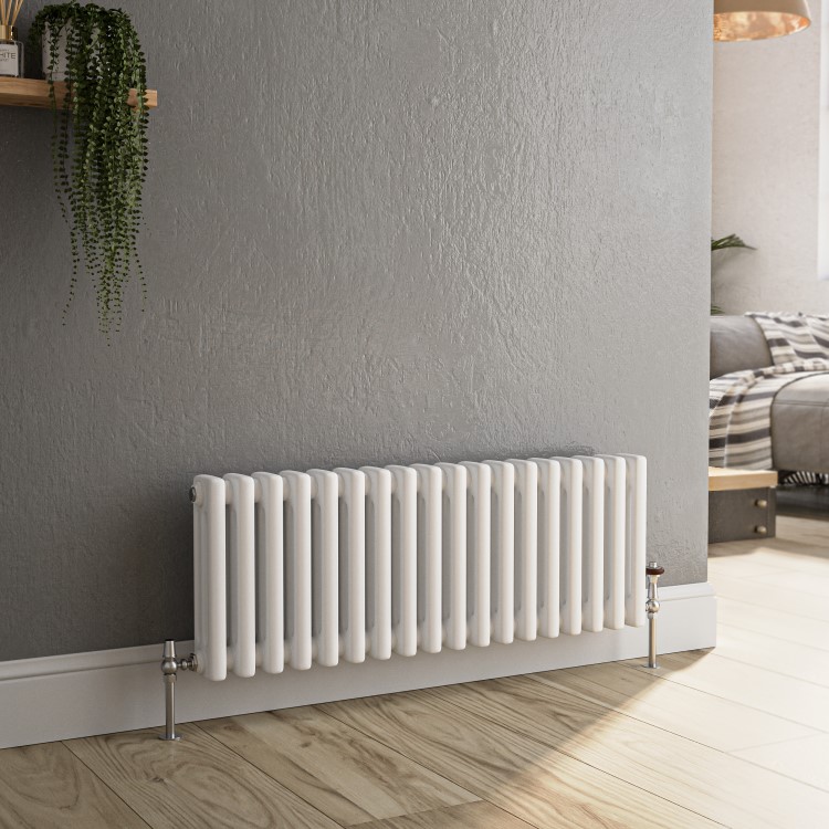 Reggio White Horizontal Triple Column Traditional Radiator 300x830mm ...