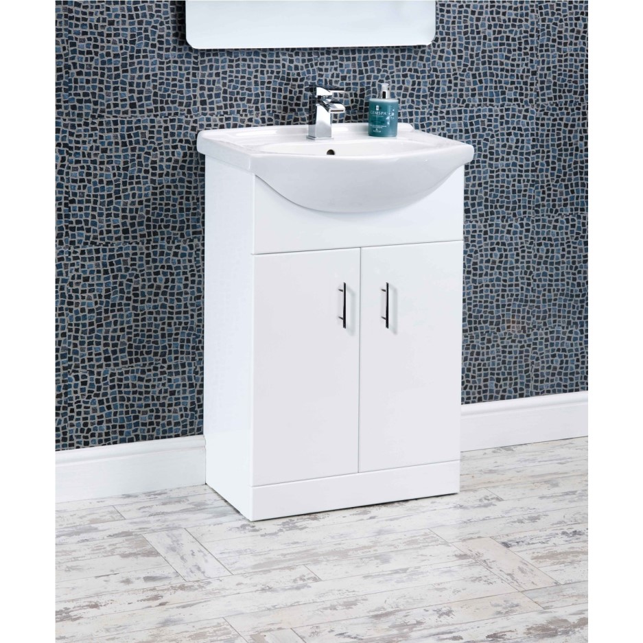White Free Standing Bathroom Vanity Unit & Basin - W550mm - Better ...