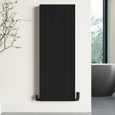 Black Designer Fluted Vertical Radiator 1200 x 440mm - Laguna - Better ...