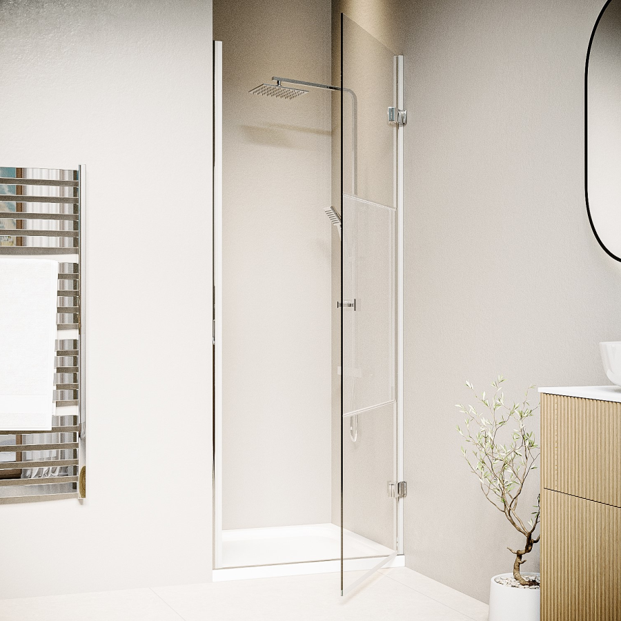 800mm Ribbed / Fluted Glass Right Hand Hinged Shower Door 8mm Glass ...