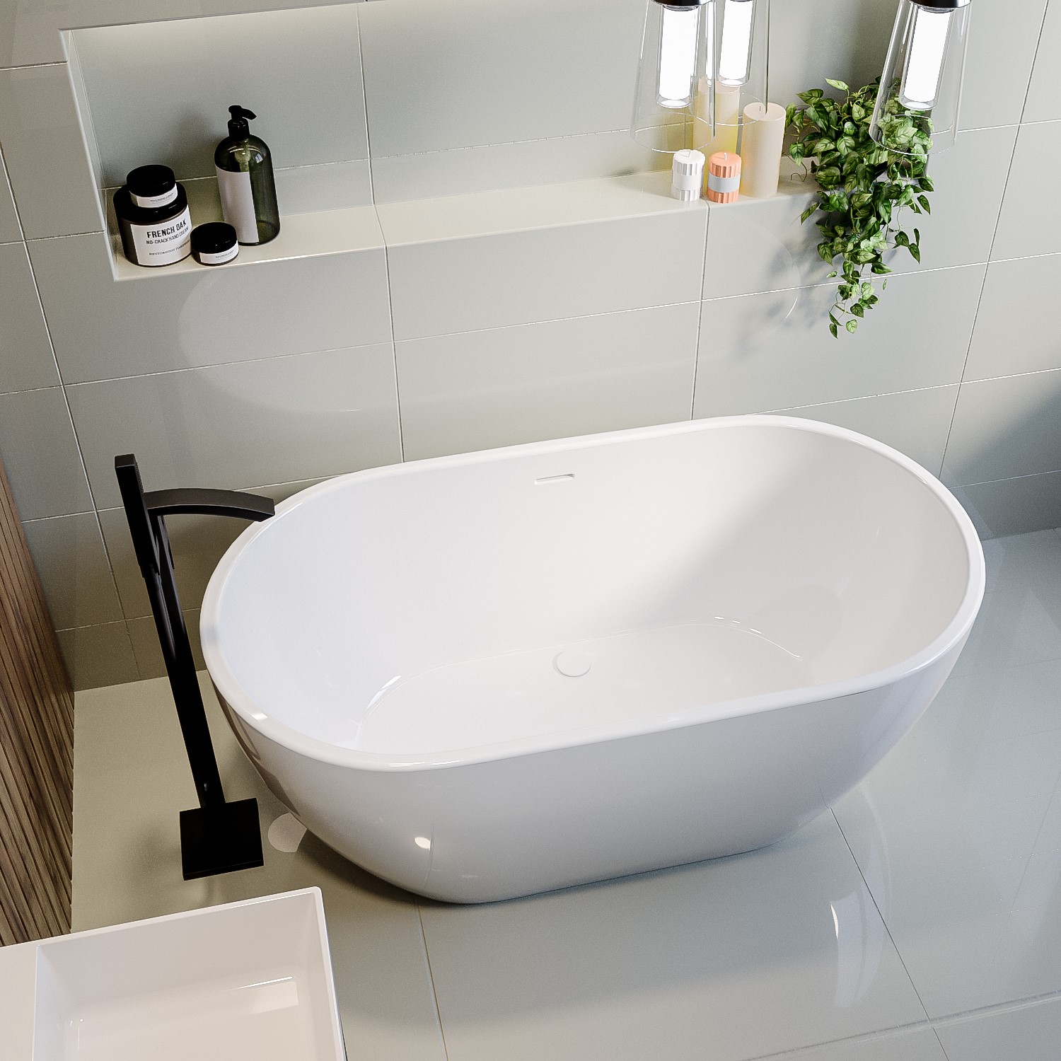 Freestanding Double Ended Bath 1400 x 750mm - Lisbon - Better Bathrooms